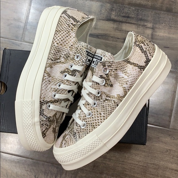 Converse | Shoes | Converse Cream And Tan Platform Sneakers With ...